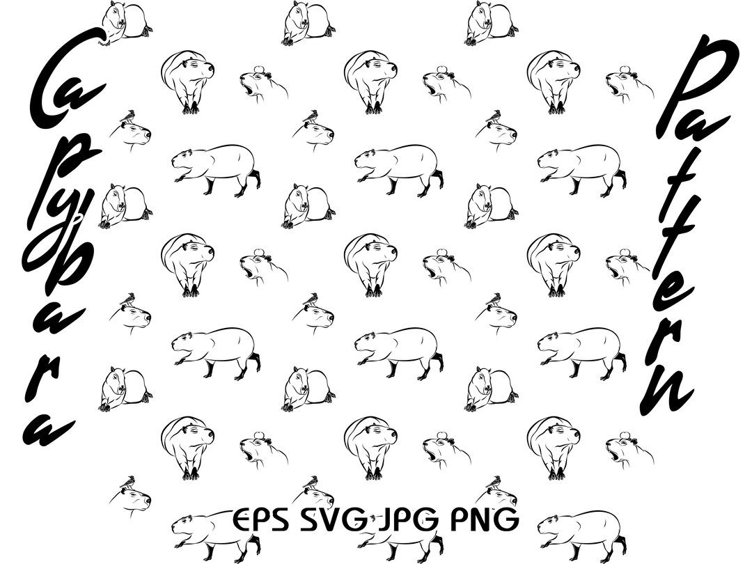 Capybara Pattern Svg, Png, Eps, Jpg, Cappy, Vector Animal, Seamless ...