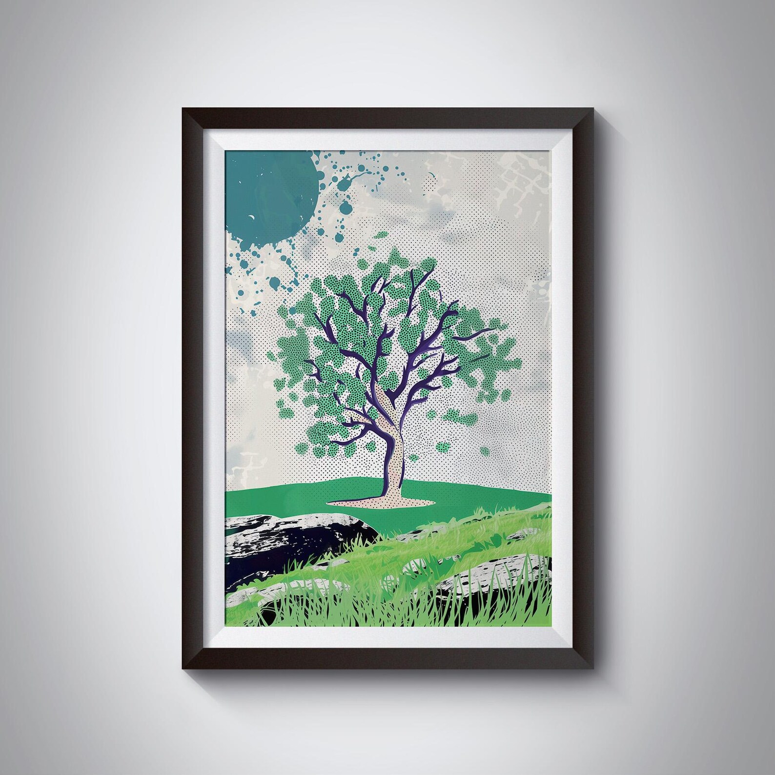 Pop Art Tree Landscape Digital Print Bold Abstract Nature Illustration ...