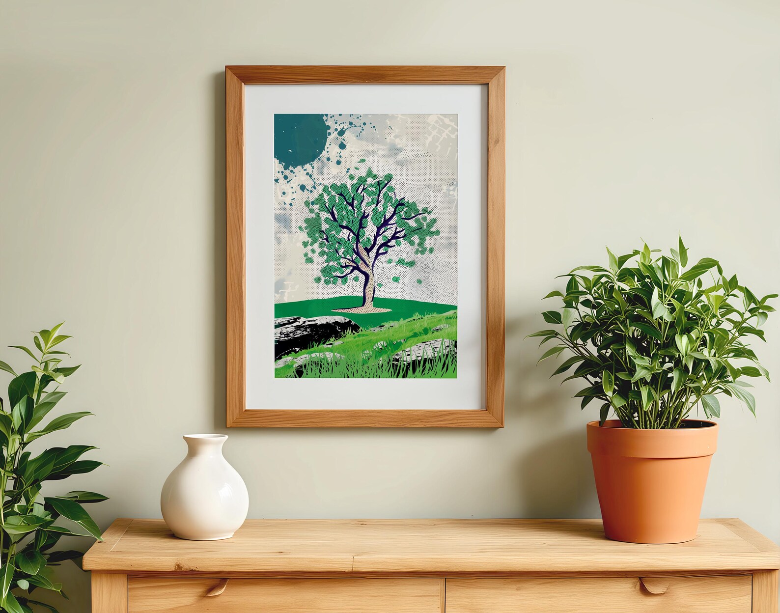 Pop Art Tree Landscape Digital Print Bold Abstract Nature Illustration ...