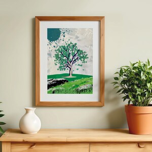 Pop Art Tree Landscape Digital Print Bold Abstract Nature Illustration ...