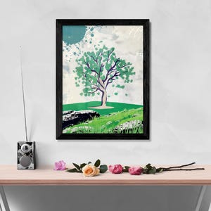Pop Art Tree Landscape Digital Print Bold Abstract Nature Illustration ...