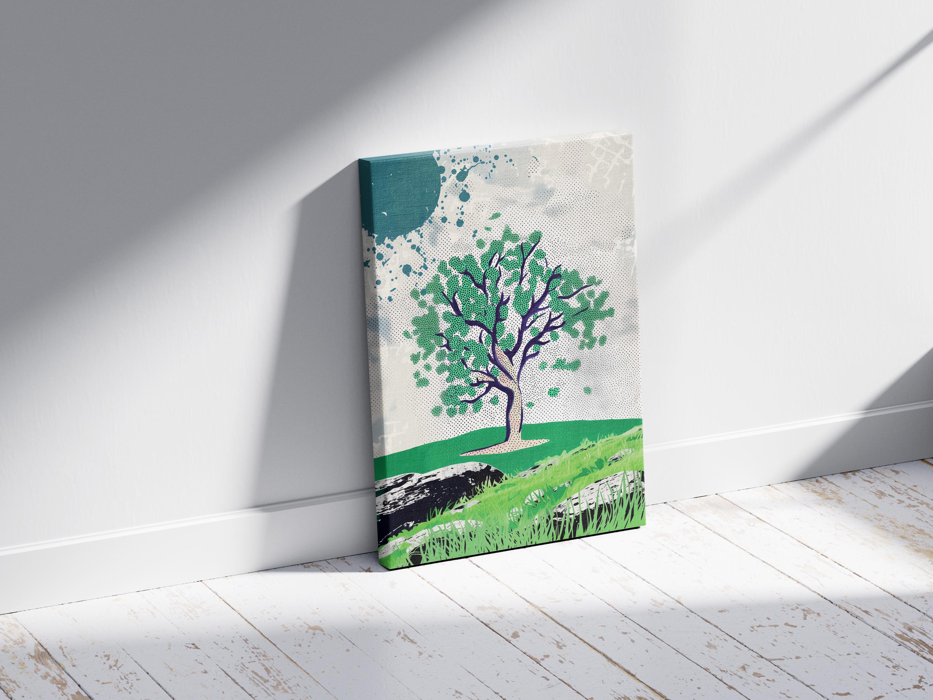 Pop Art Tree Landscape Digital Print Bold Abstract Nature Illustration ...