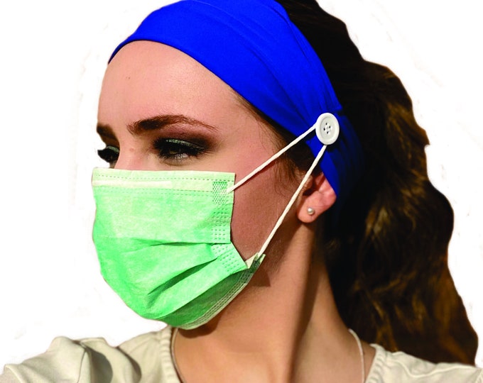 3 Headbands With Side Buttons for Use With Face Mask / Face Covering ...