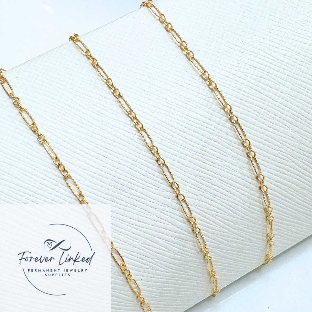 14k Gold Filled Twisted Long Short Link Chain for Permanent Jewelry ...