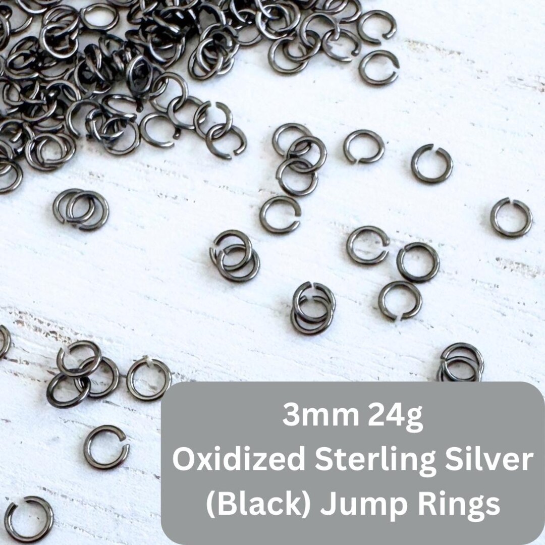 Oxidized Sterling Silver Jump Rings (black) 3mm 24g Pack of 50 for ...