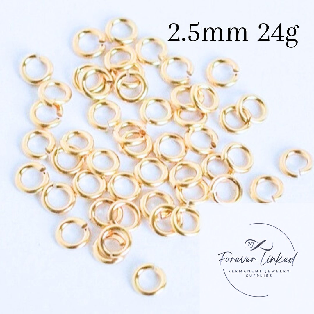 14k Gold Filled Jump Rings (2.5mm 24g) Pack of 50 for Permanent Jewelry ...