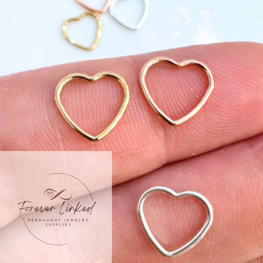 Permanent Jewelry Connector - Open Heart - 14k Gold Filled - Sterling ...