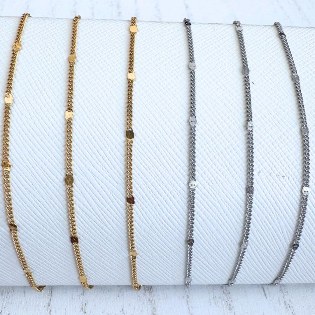 Dainty Stainless Steel Curb Chain With Sequin for Permanent Jewelry ...