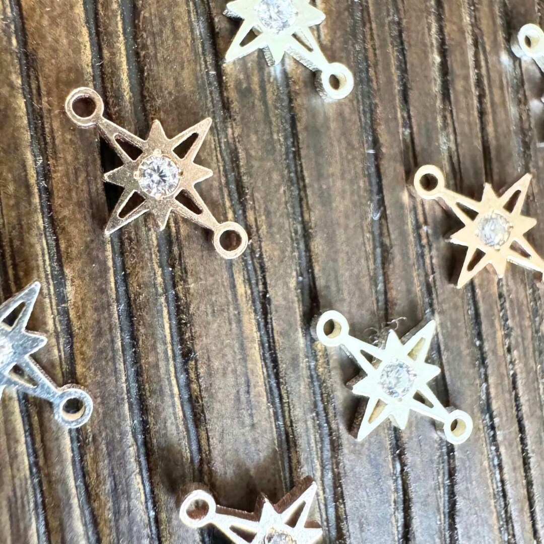 14k Gold Filled or Sterling Silver North Star Connector With CZ for ...