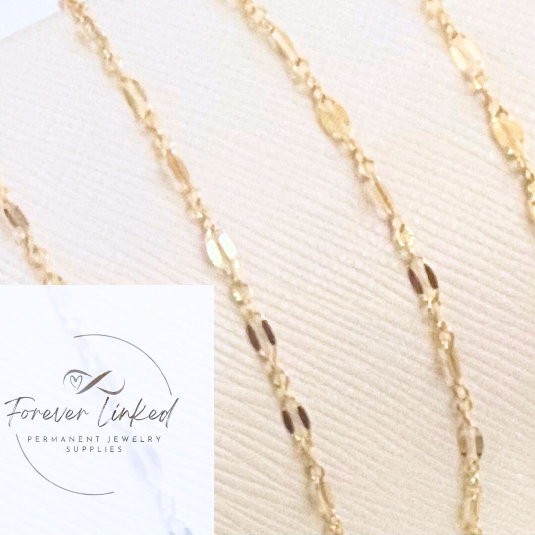 14k Gold Filled Dapped Sequin Chain for Permanent Jewelry 2.4mm Wide ...