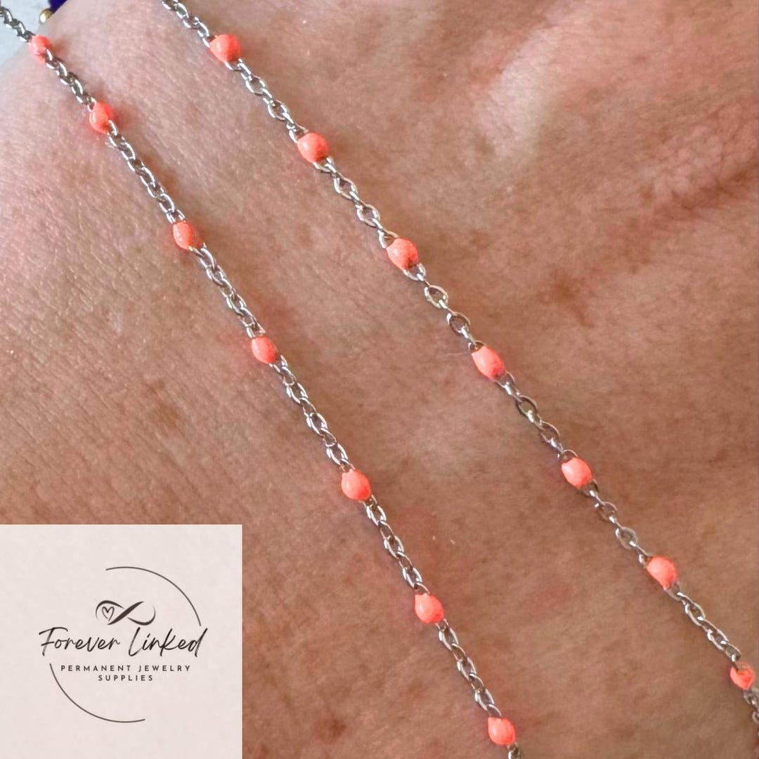 Stainless Steel Enamel Satellite Chain for Permanent Jewelry - Silver ...