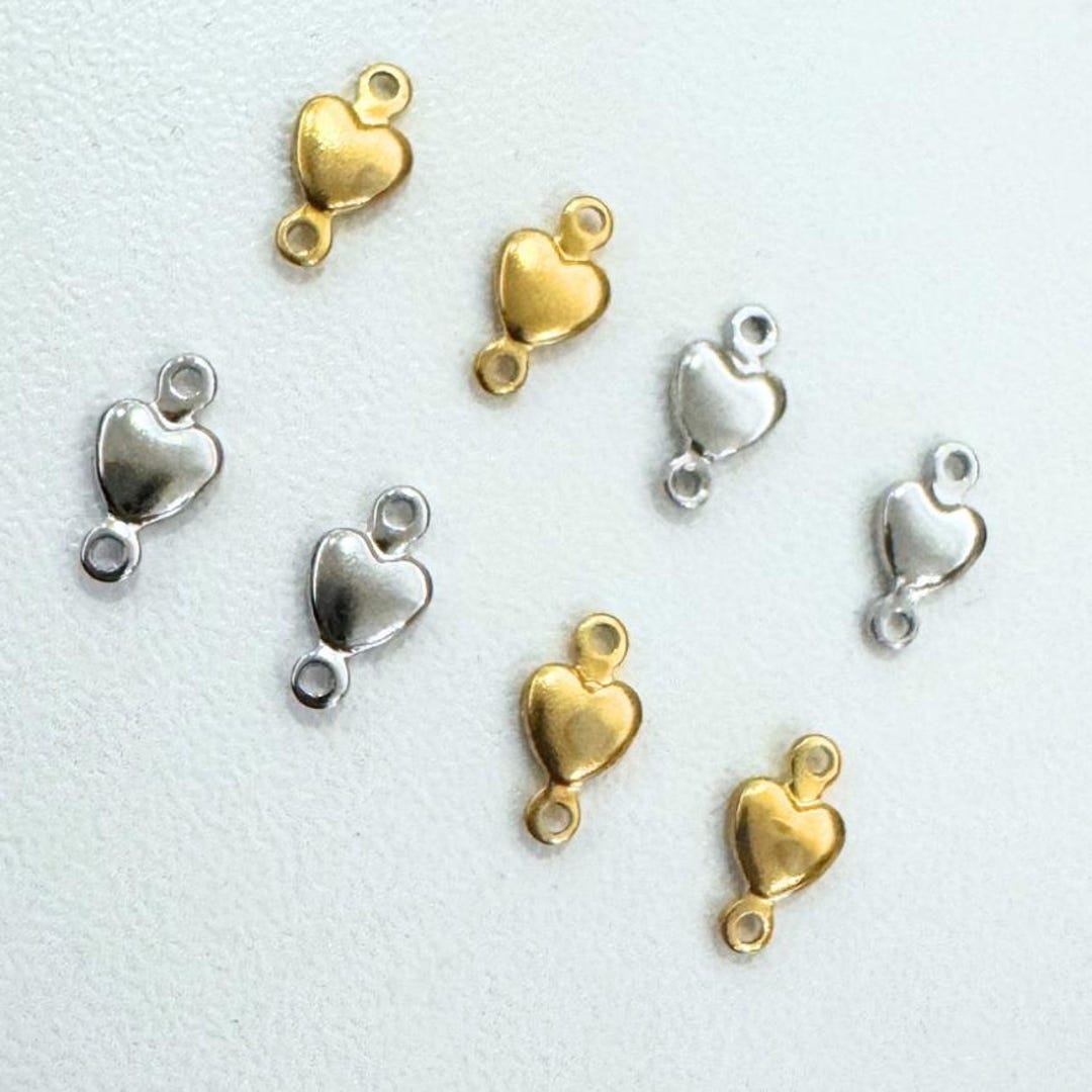 Pack of 8 Stainless Steel Heart Connectors (4 Silver 4 Gold) for ...