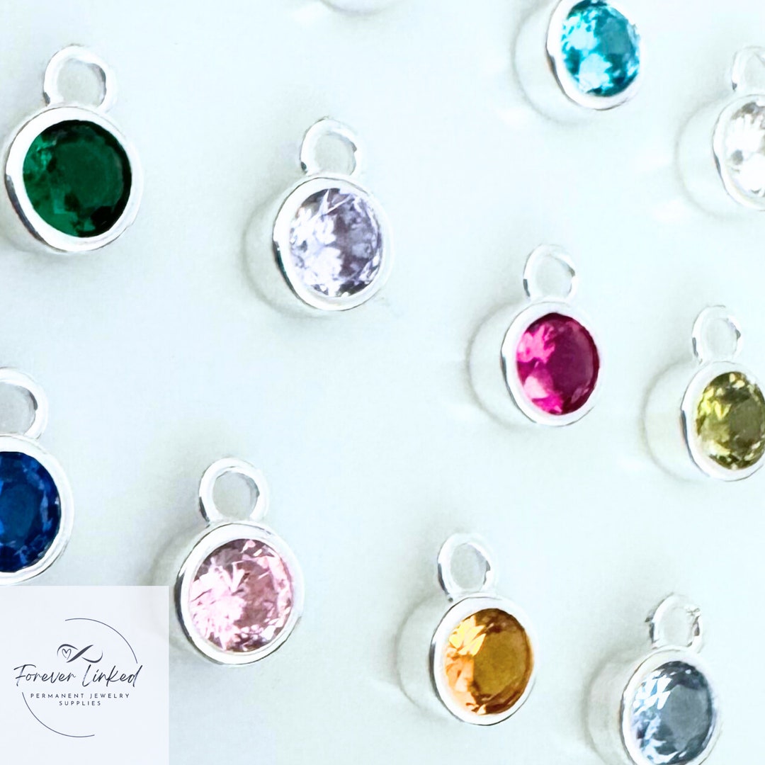 4mm Sterling Silver Birthstone Charms for Permanent Jewelry - Sold as a ...