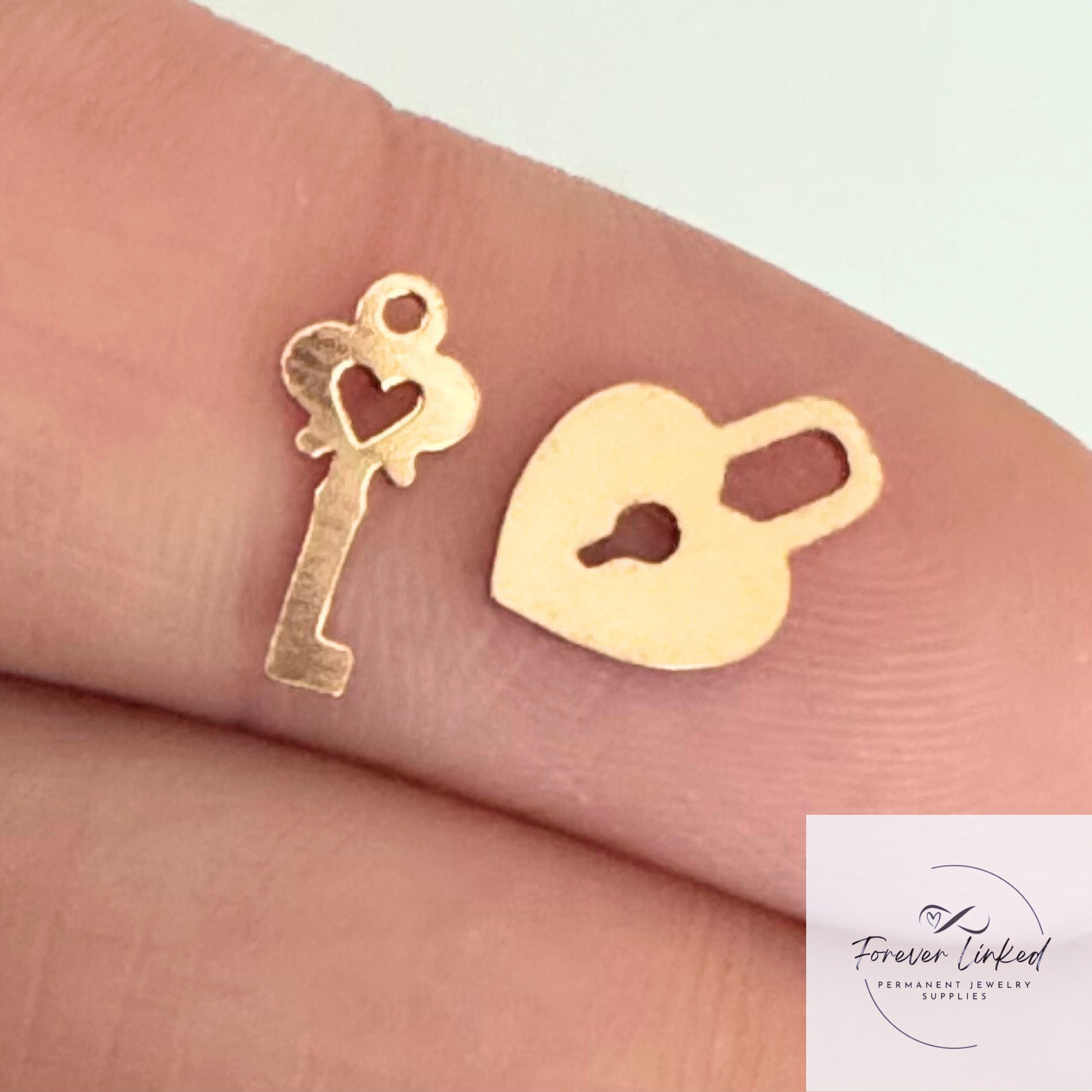 14k Gold Filled Lock and Key Charms for Permanent Jewelry sold ...