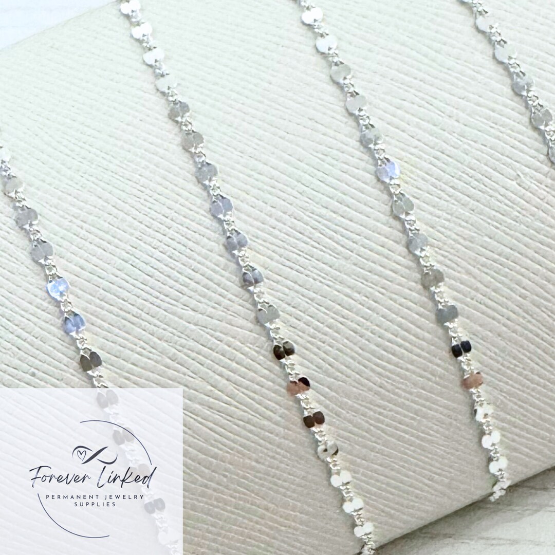 Sterling Silver Cable Dainty Dapped Link Chain for Permanent Jewelry ...