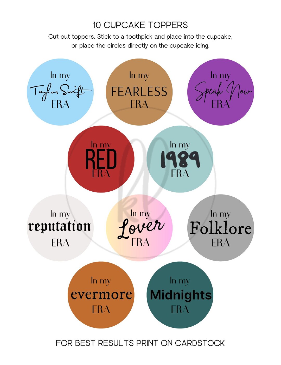 Eras Album Cover Cupcake Toppers - Music-inspired Decorations for ...