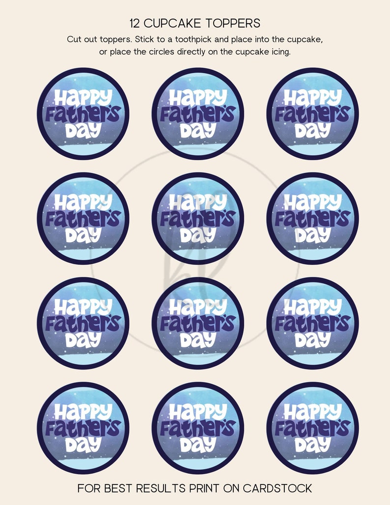 Printable Happy Father's Day Cupcake Toppers (PDF) - Etsy