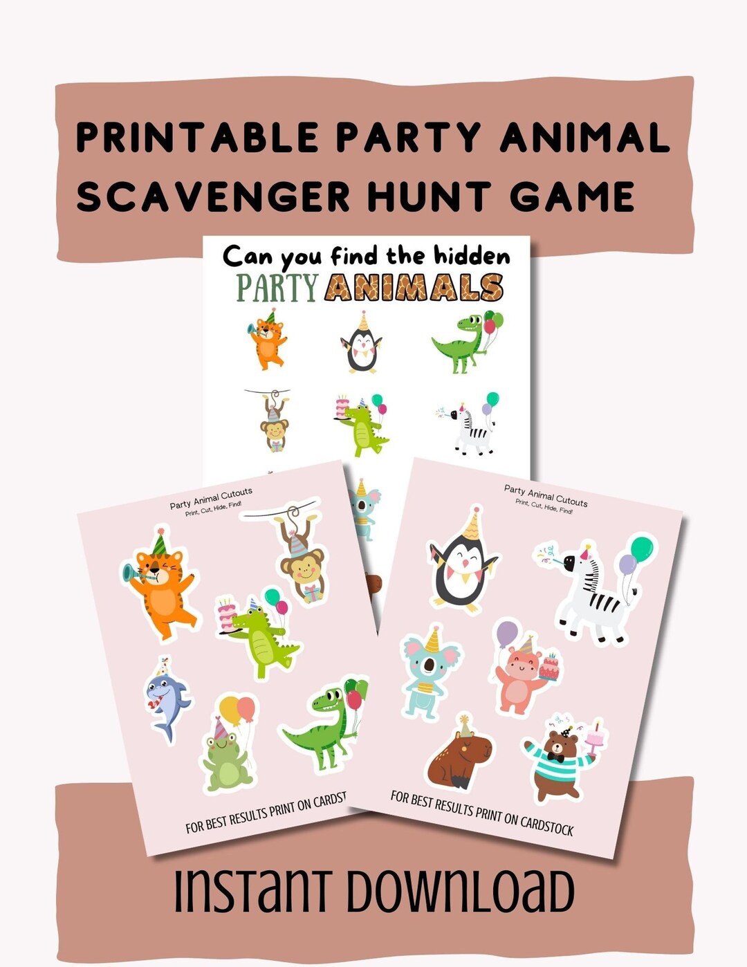 Animal Birthday Party Scavenger Hunt Game (printable Digital Download ...