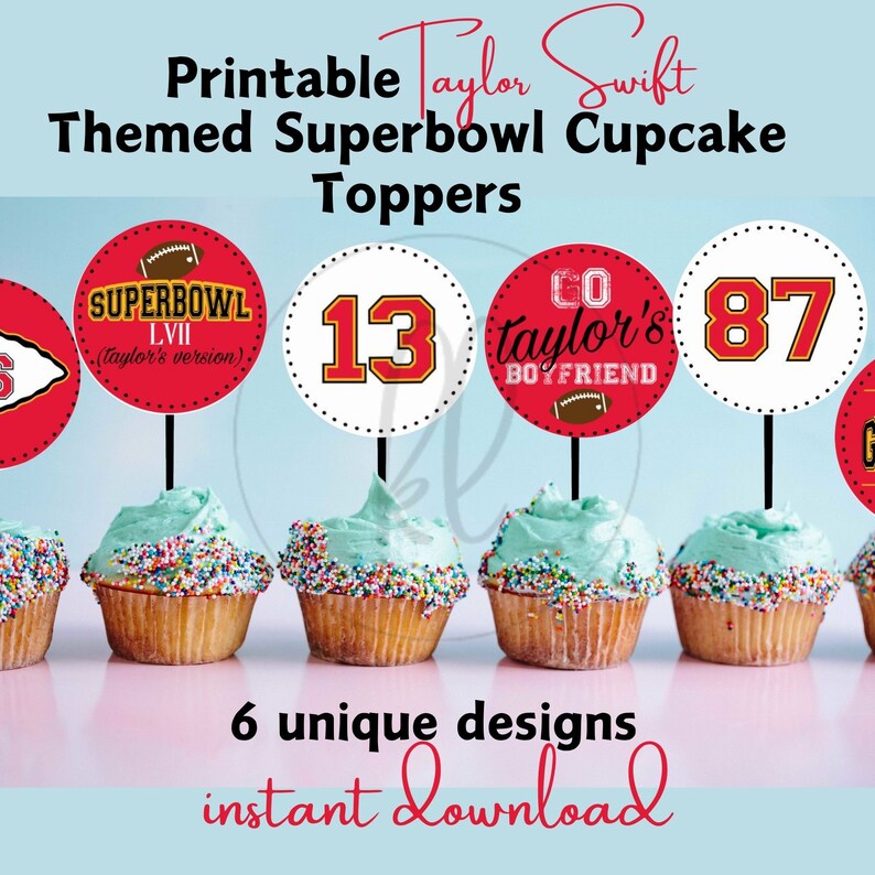 Taylor Swift Superbowl Printable Cupcake Toppers Popstar Party ...