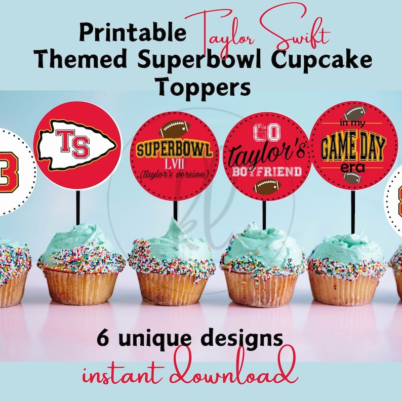 Taylor Swift Superbowl Printable Cupcake Toppers Popstar Party ...