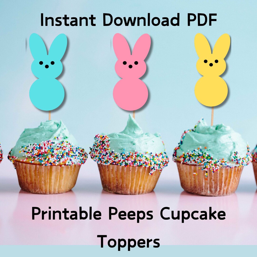 Peeps Easter Bunny Printable Cupcake Toppers, Nostalgic Spring ...