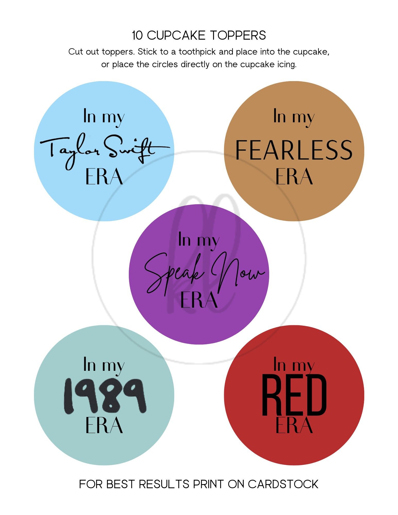 Eras Album Cover Cupcake Toppers - Music-inspired Decorations for ...