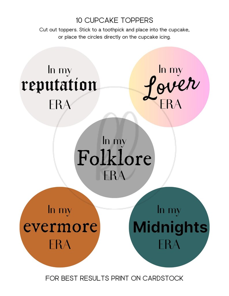 Eras Album Cover Cupcake Toppers - Music-inspired Decorations for ...
