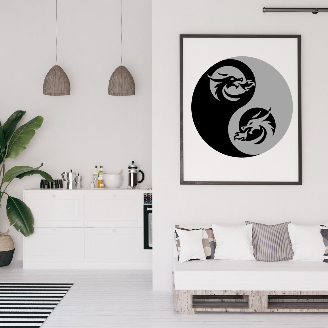 Yin and Yang Dragon SVG DND Clipart Dinosaur PNG File - Etsy