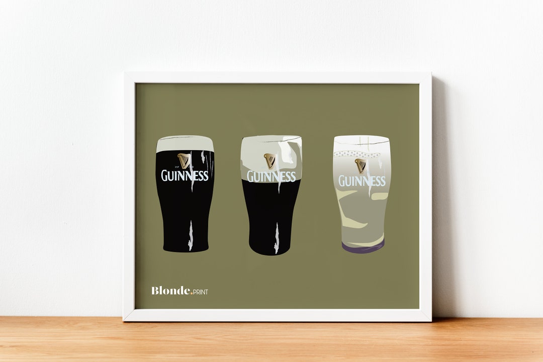 Pint of Guinness Art Print A4 / A3 Landscape Poster / Frame / Father's ...