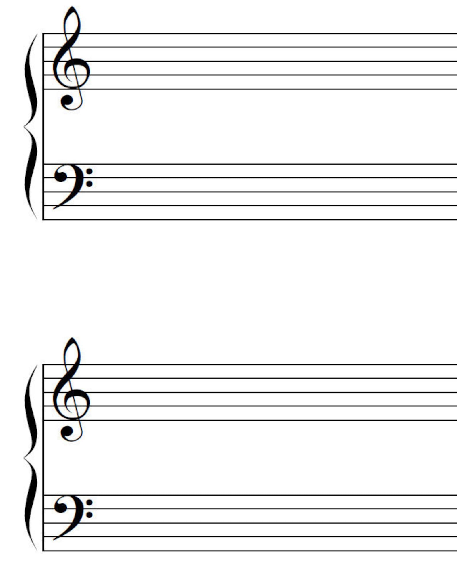 A4 Piano Music Blank Sheet 2 Clefs 5 and 6 staves blank | Etsy