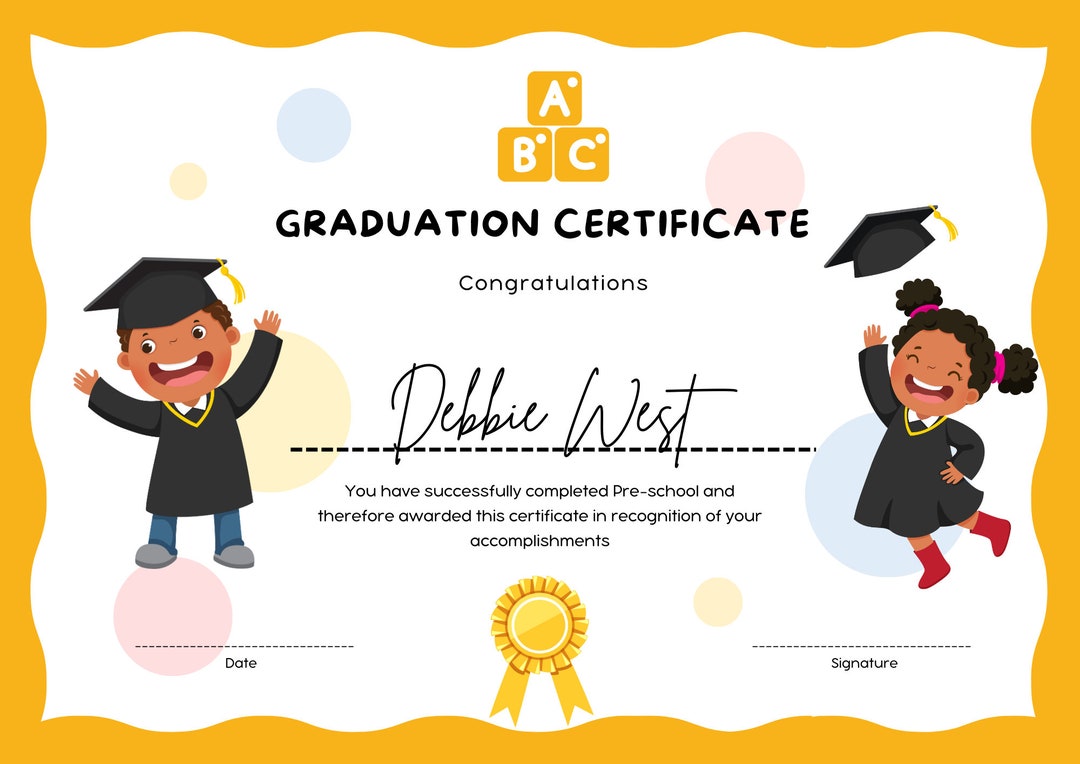 Nursery Graduation Certificate, Child's Educational Achievement, Kids ...
