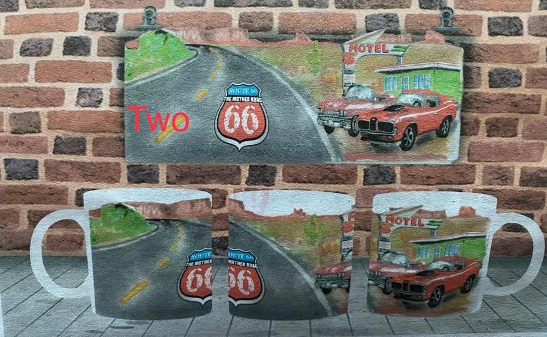 Route 66 Road Trip Mug, American Highway Gift, Retro Travel Coffee Cup ...