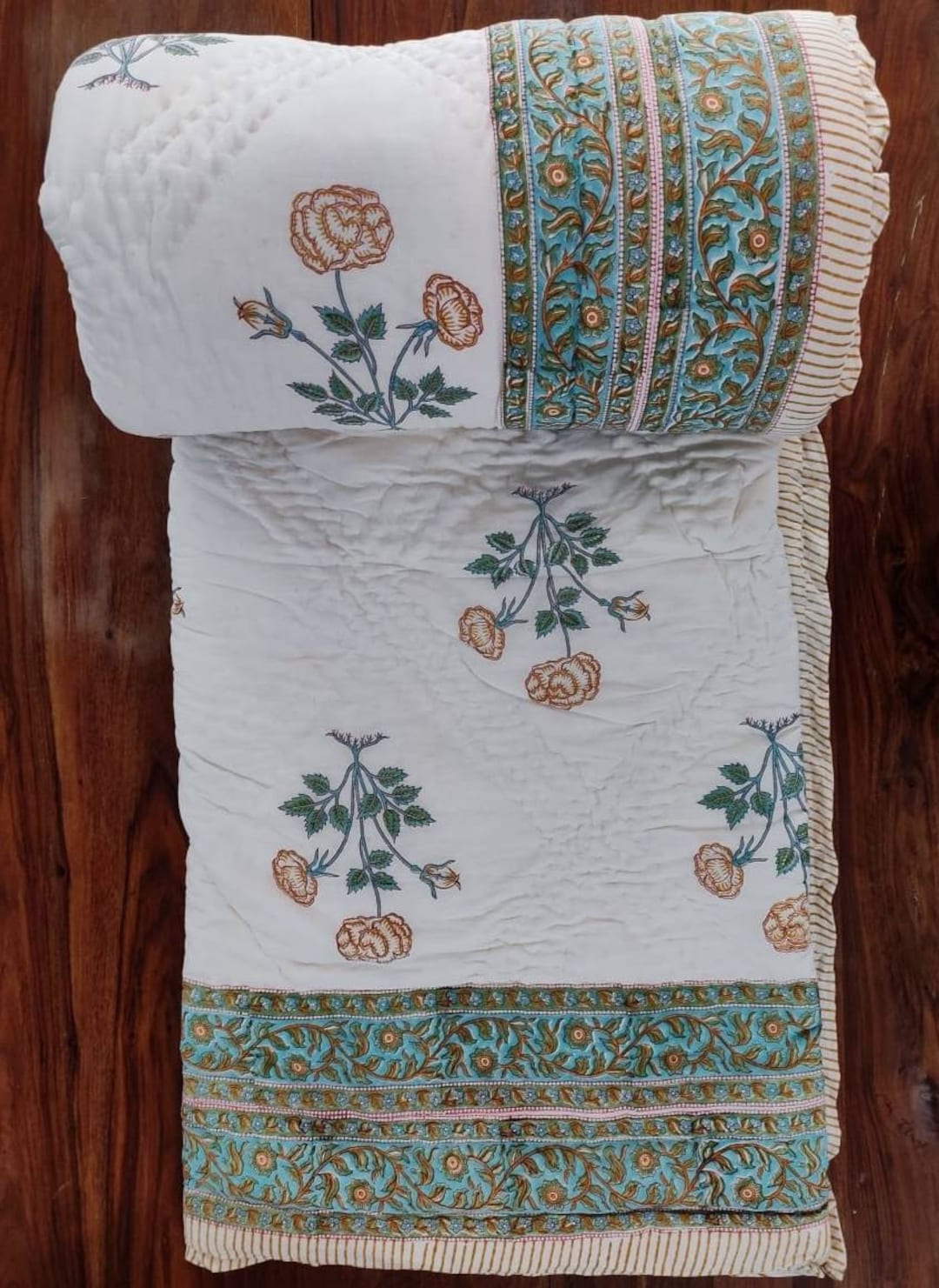 Hand Block Printed Pure Cotton Warm Quilt With Hand Quilting - Etsy