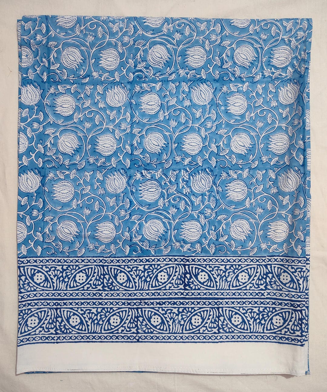 Hand Block Print Cotton Duvet Cover With Pillowcases: Floral Design - Etsy