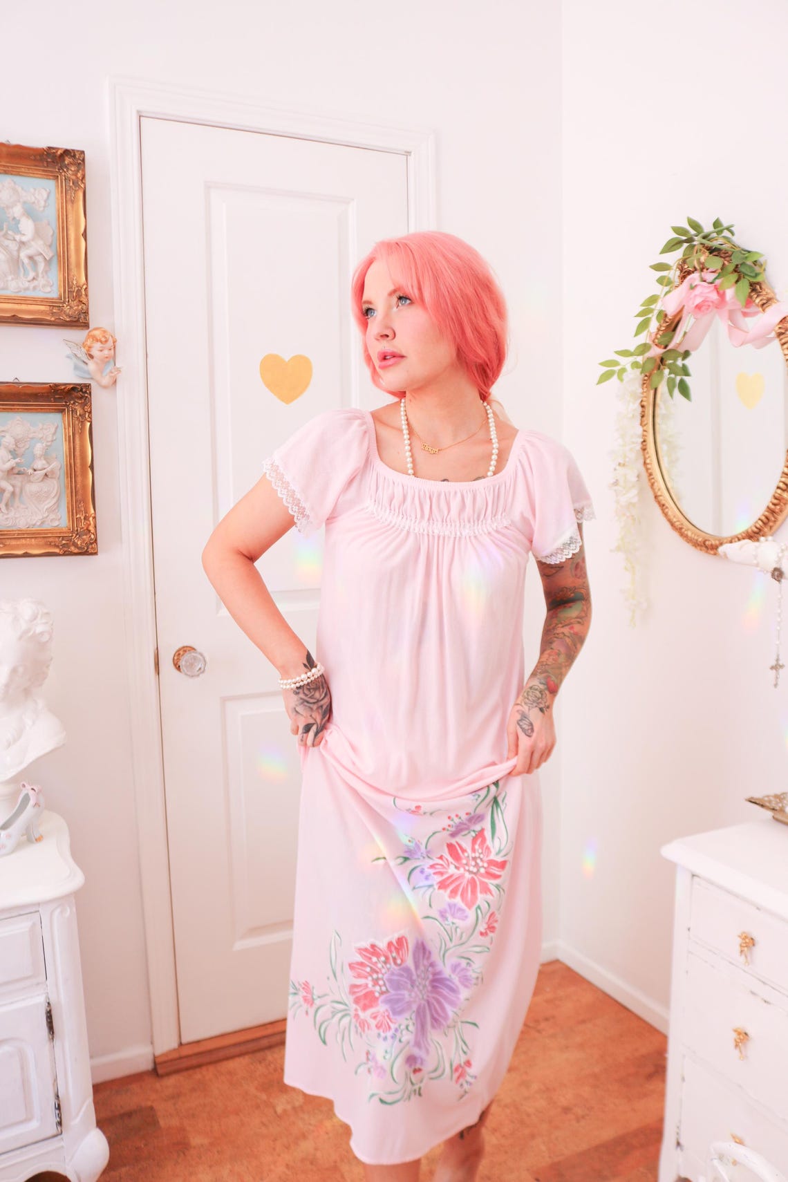 Vintage Flower Princess Style Nightgown by M. Lingerie (medium) - Etsy