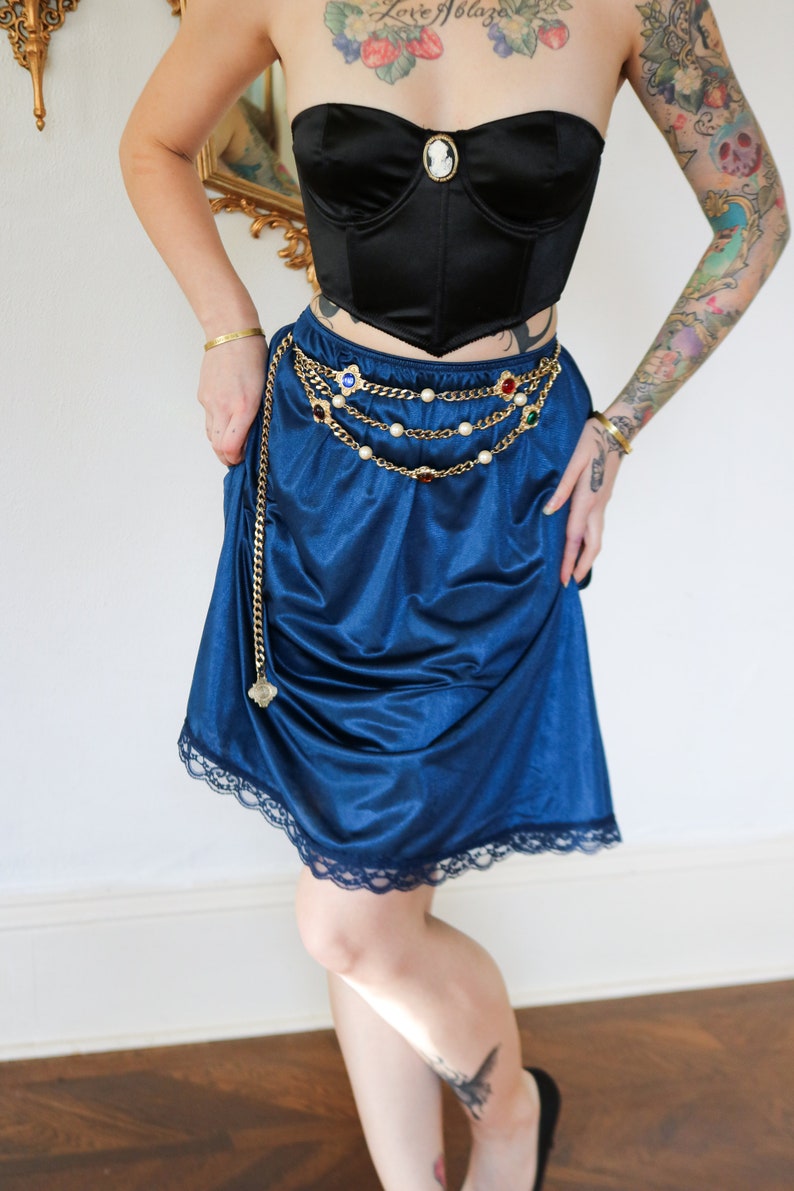 Vintage Dark Royal Blue Half-slip (small) - Etsy