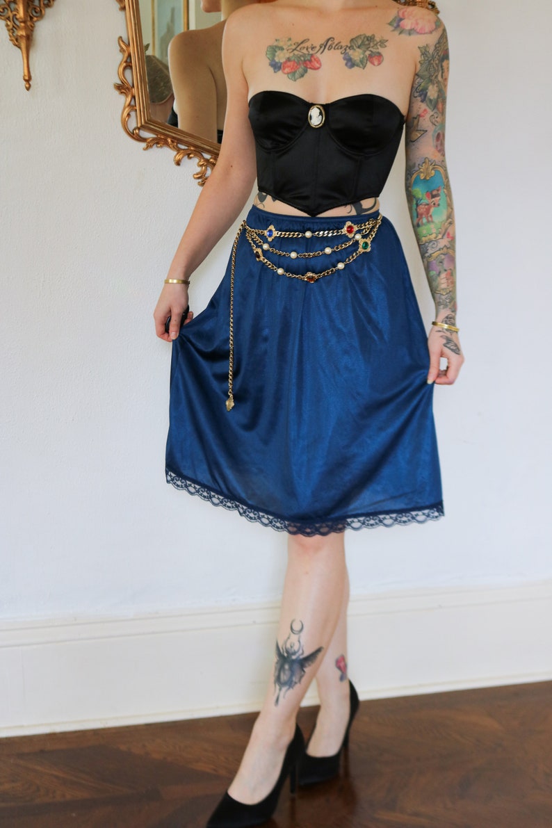 Vintage Dark Royal Blue Half-slip (small) - Etsy