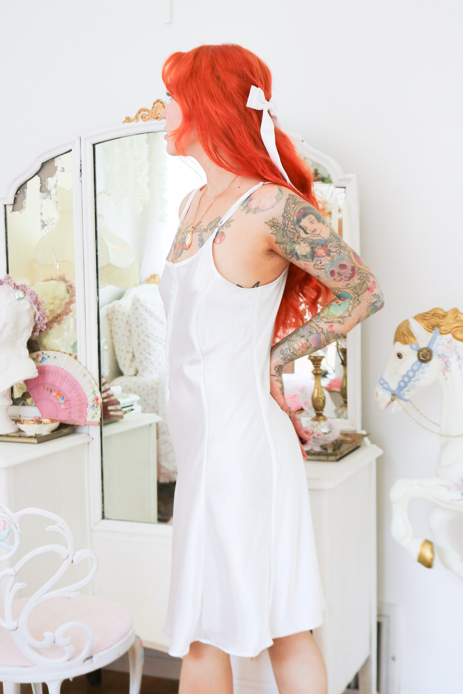 Y2K Secret Treasures Ethereal White Silky Nightgown (large) - Etsy