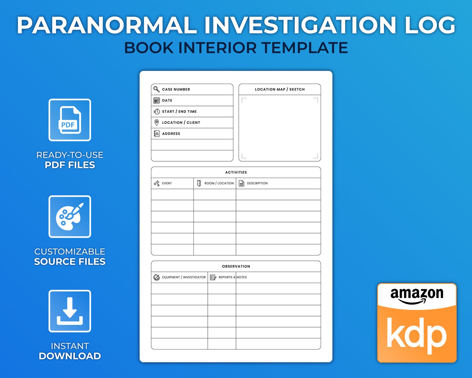 KDP Interior Template Paranormal Investigation Book Low Content Design ...