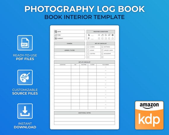 KDP Interior Template Photography Log Book Low Content - Etsy