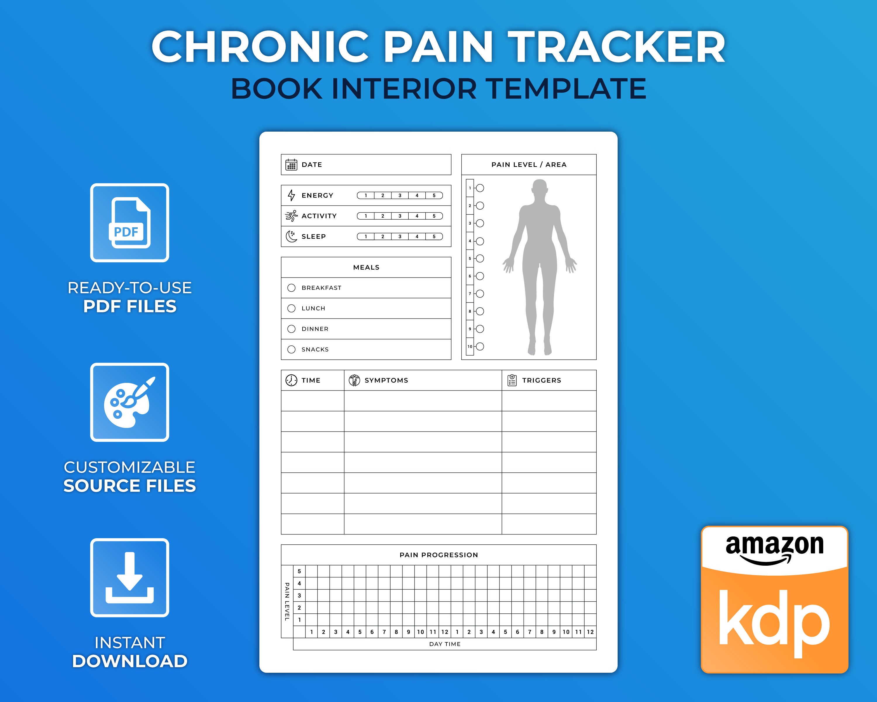 KDP Interior Template Chronic Pain Tracker Low Content Design - Etsy