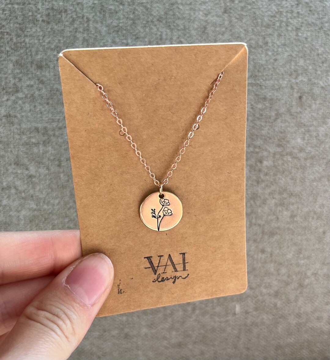 Rose Gold Poppy Necklace | Flower Necklace | Gift for Her| Gift for Mom ...