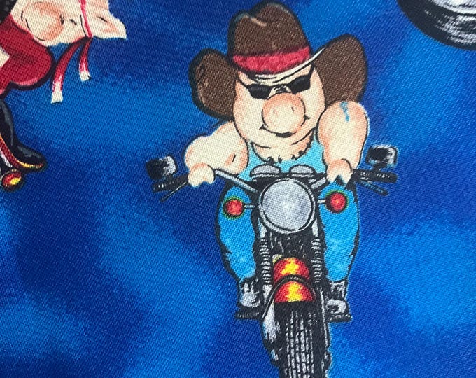 Biker Pigs Fabric, Motorcycles Bikes Hogs Born to Ride Timeless ...
