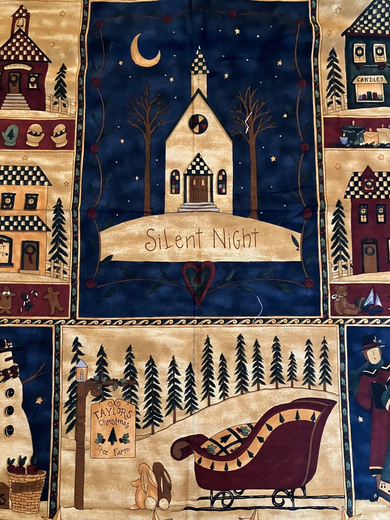 Deb Strain for Moda, A Village Christmas Panel, Vintage Fabric ...
