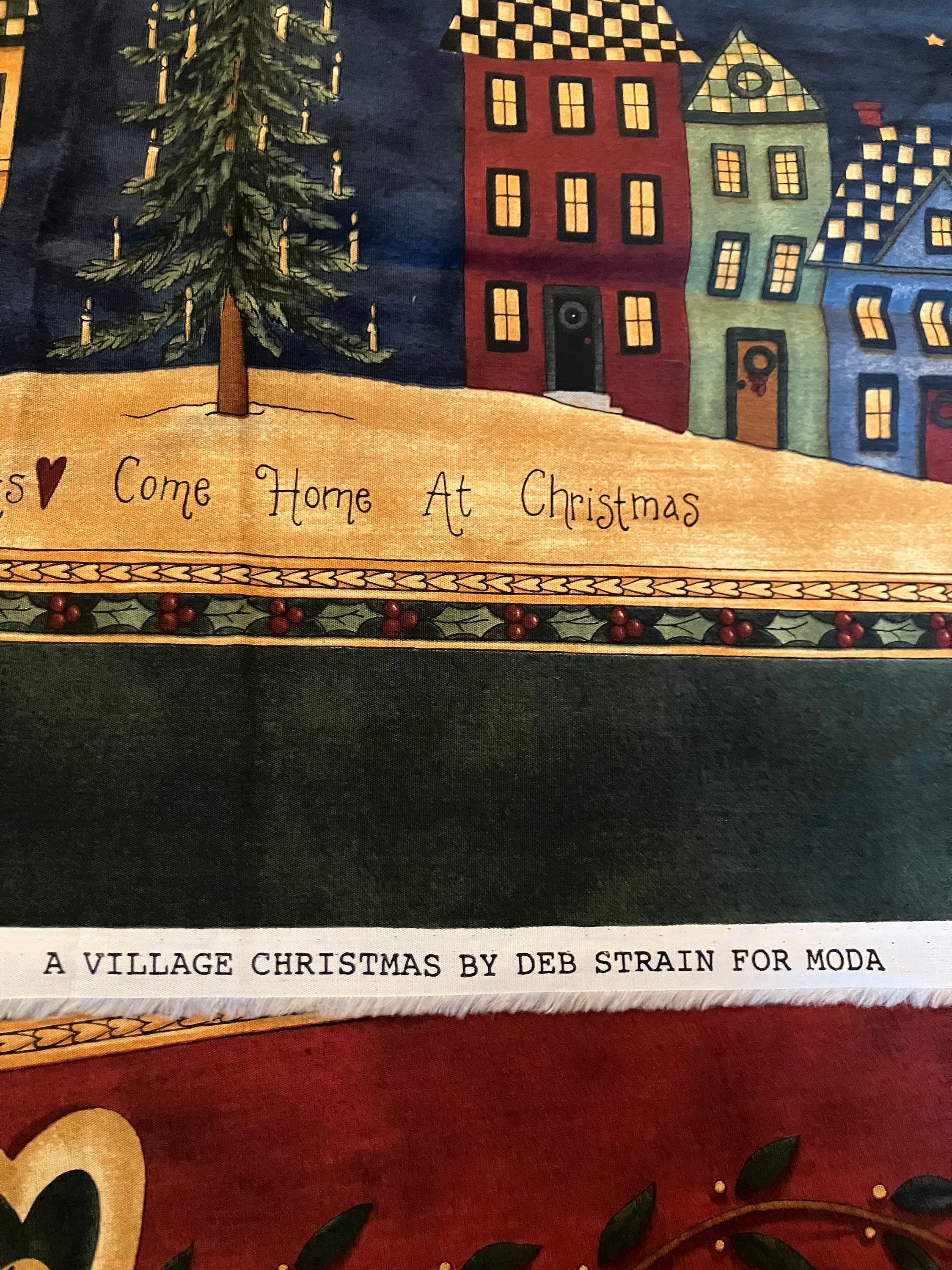 Deb Strain for Moda, A Village Christmas Panel, Vintage Fabric ...