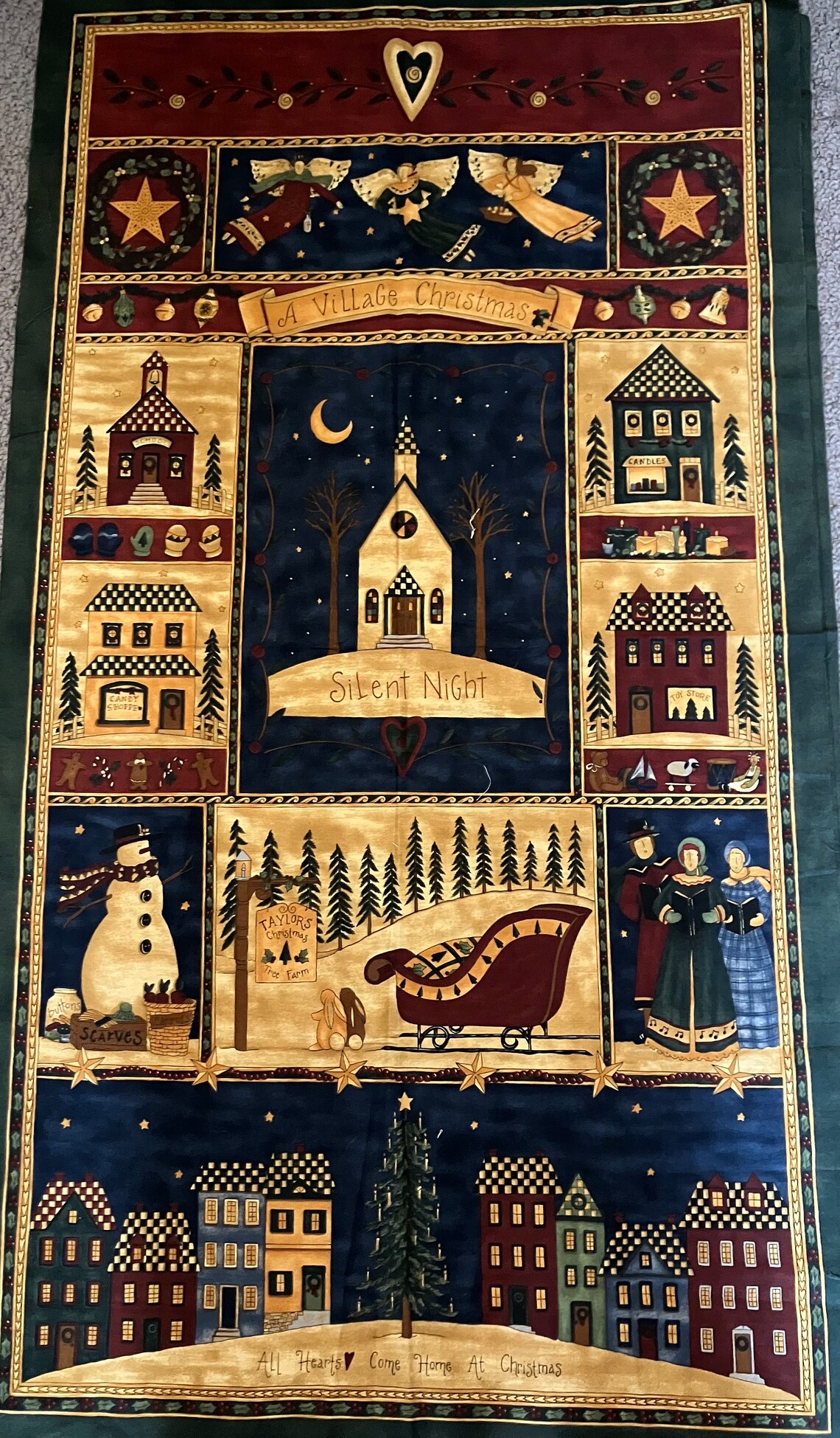 Deb Strain for Moda, A Village Christmas Panel, Vintage Fabric ...