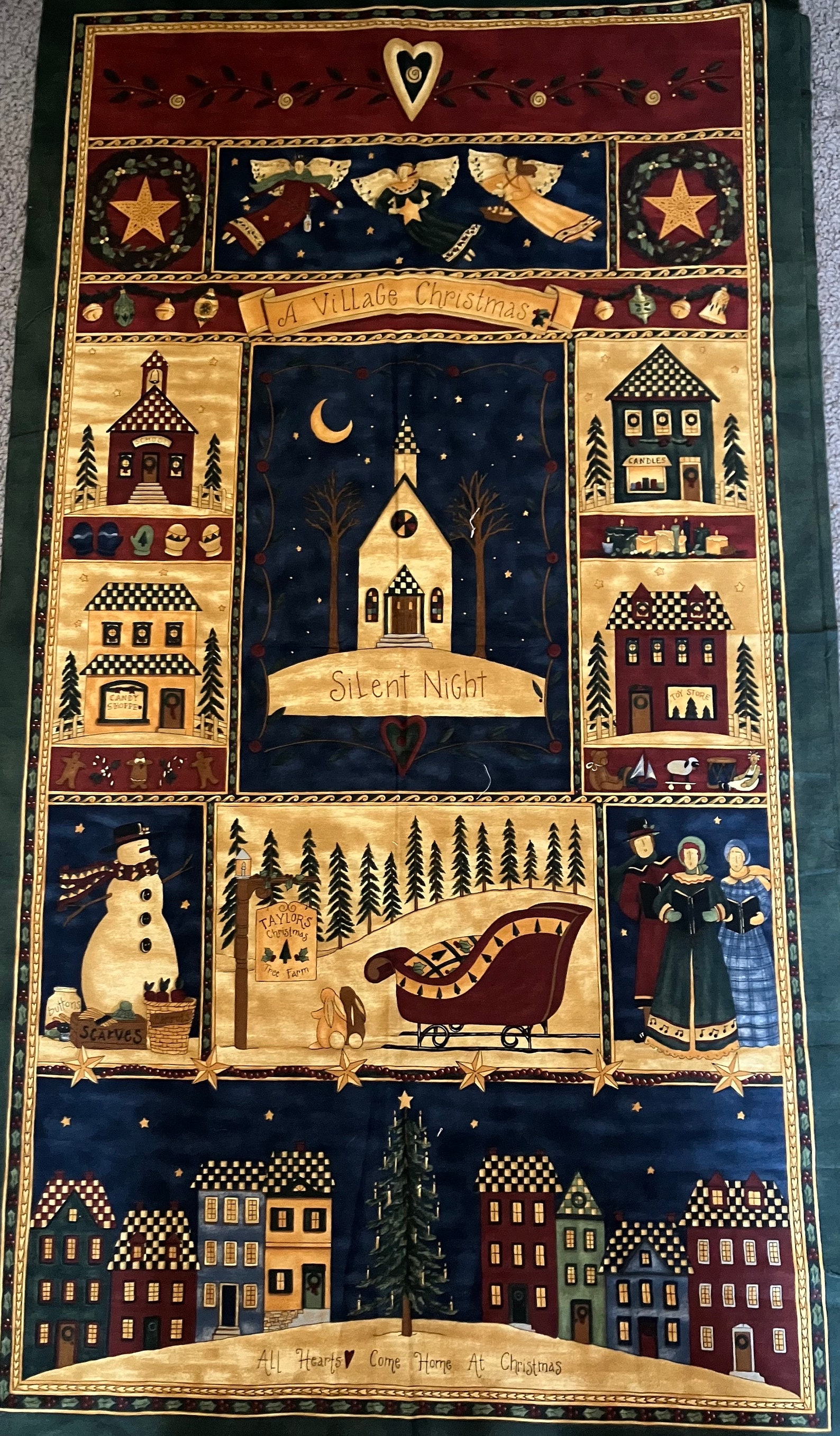 Deb Strain for Moda, A Village Christmas Panel, Vintage Fabric ...