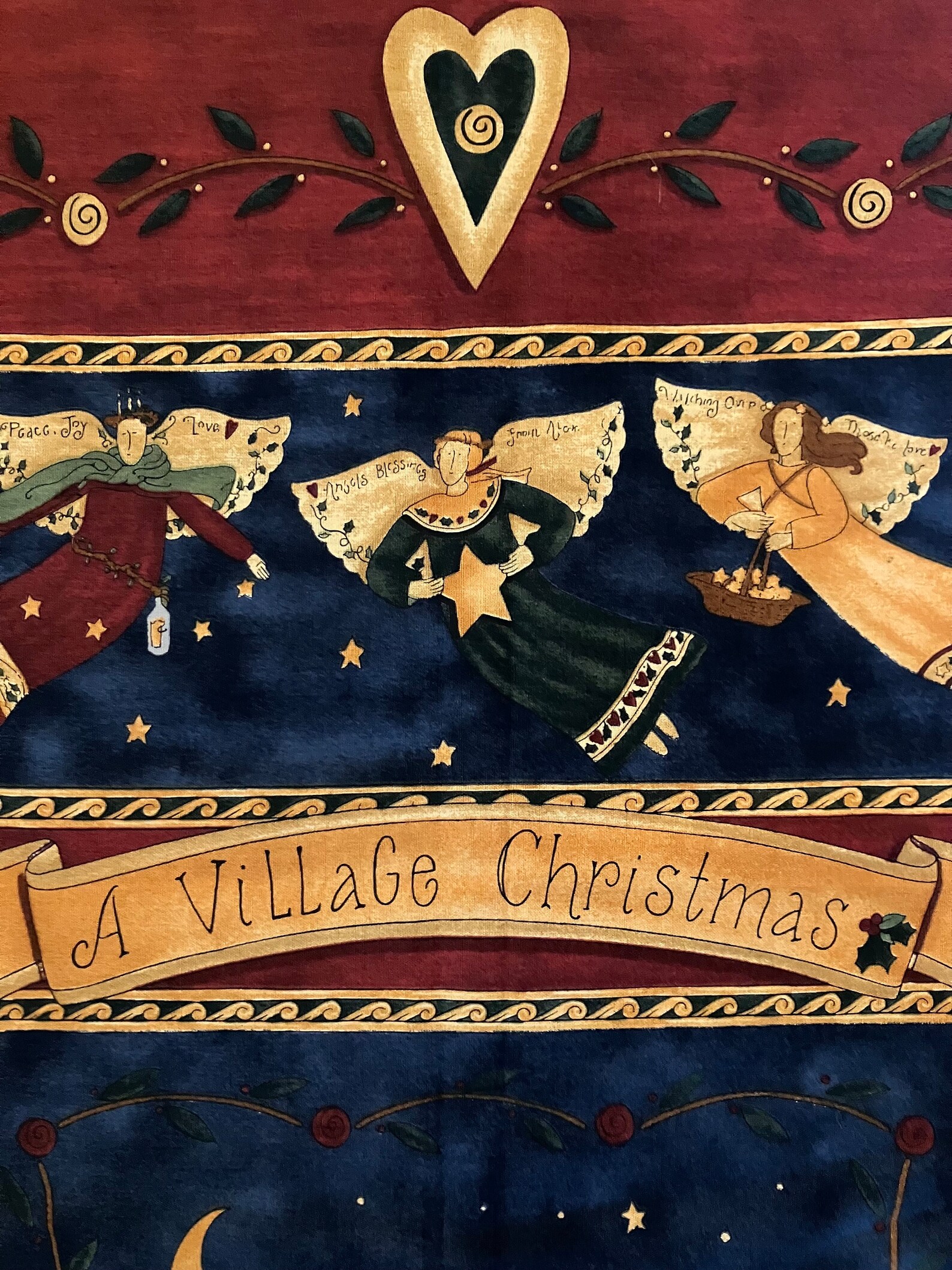 Deb Strain for Moda, A Village Christmas Panel, Vintage Fabric ...