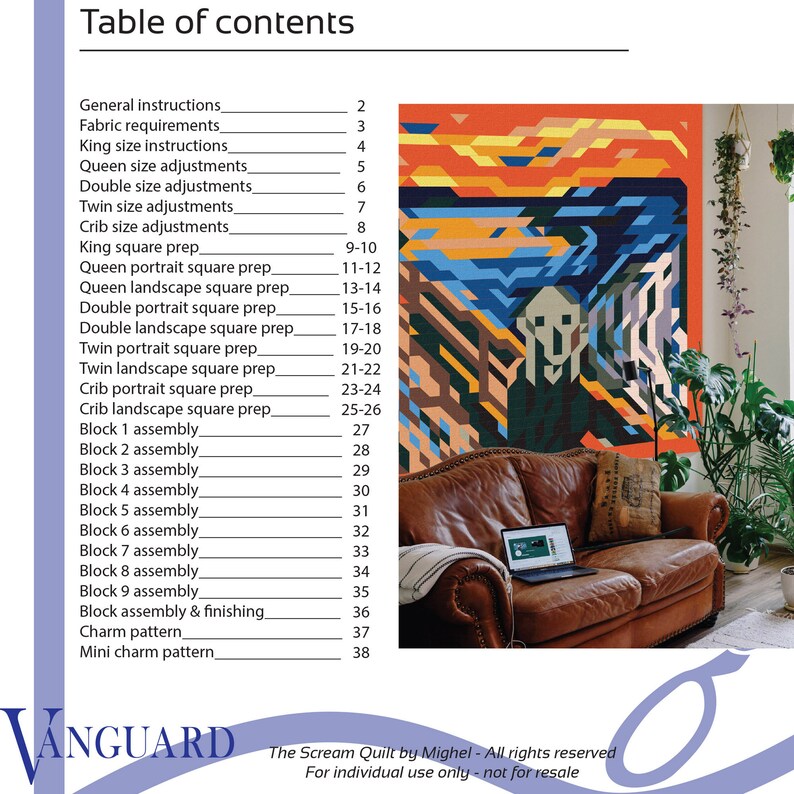 The Scream Quilt Pattern Pdf Download. Beginner / Novice Friendly ...