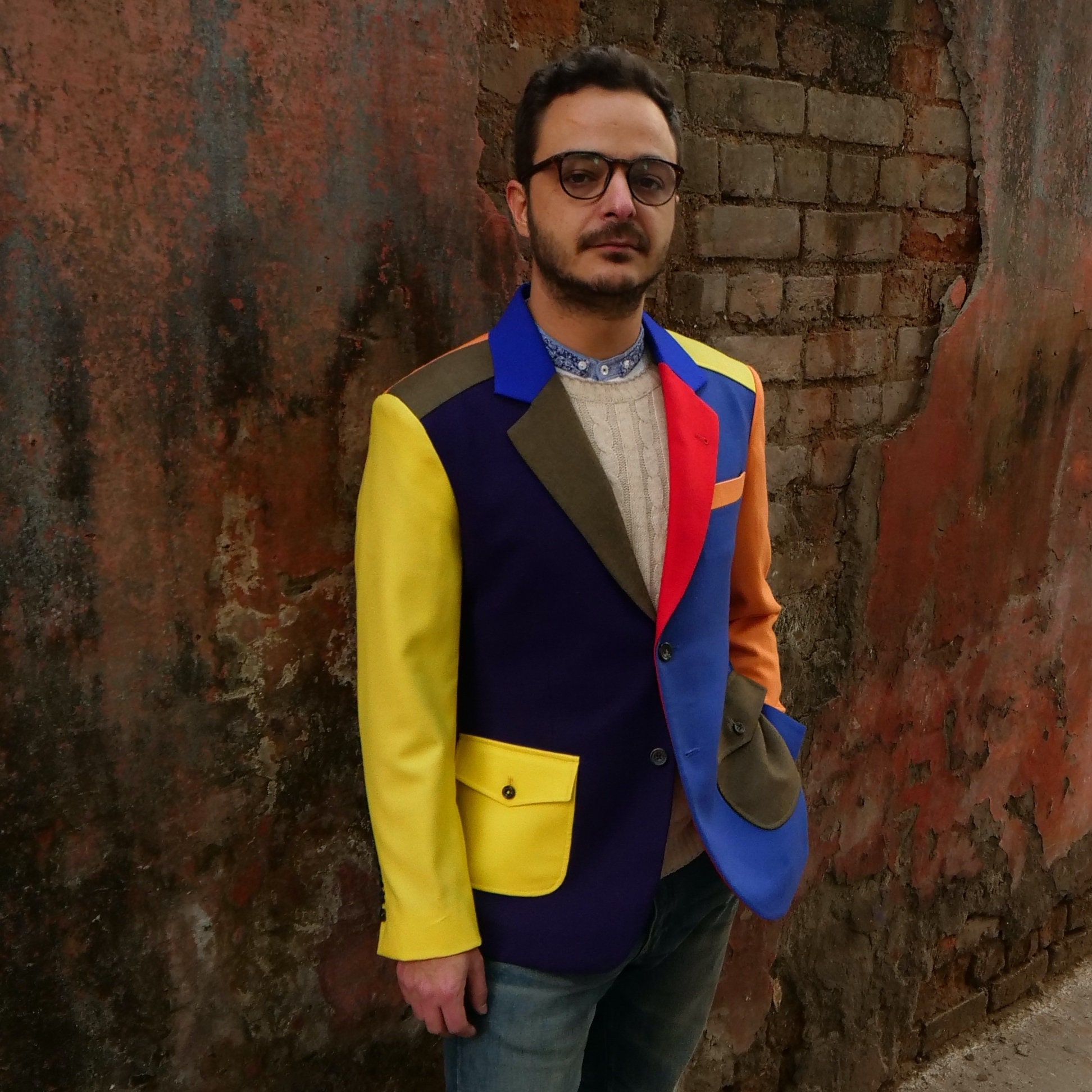 Custom Multi Coloured Flannel Blazer, Mens Designer Jacket, Skull ...